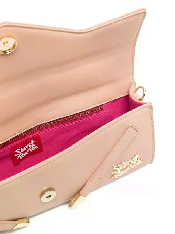 SECRET PON-PON Smooth Finish Clutch Bag With Gold-tone Logo