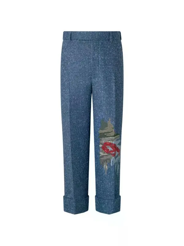 Thom Browne Bouclé-tweed Embroidered Trousers