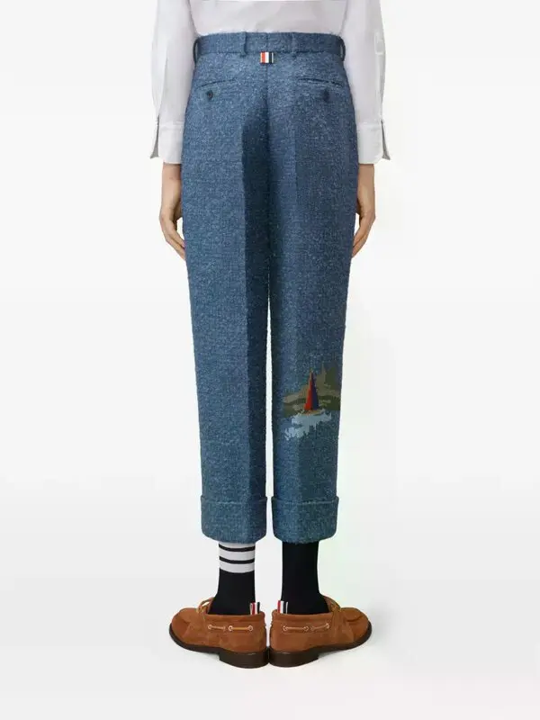 Thom Browne Bouclé-tweed Embroidered Trousers