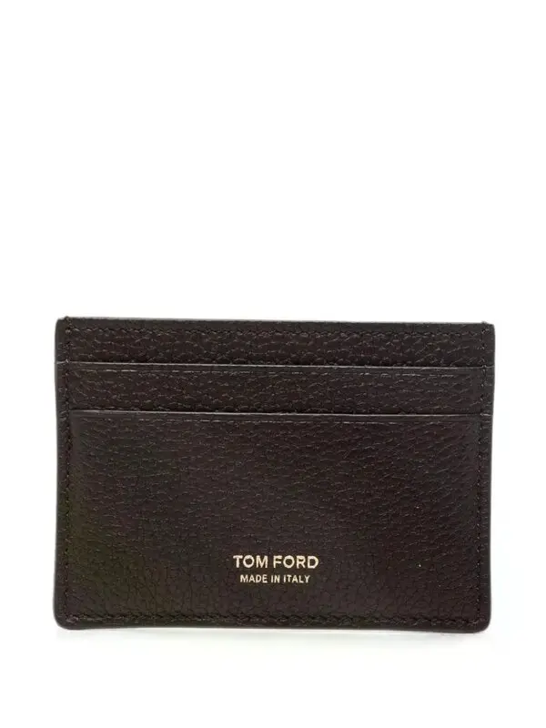 TOM FORD Grained Leather Card Holder - Brown