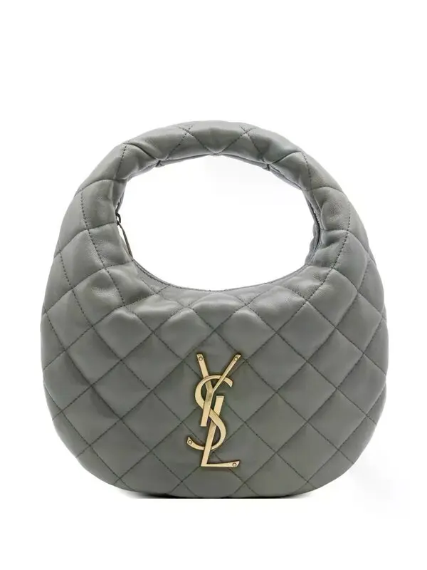 Saint Laurent Quilted Logo Appliqué Tote Bag - Grey