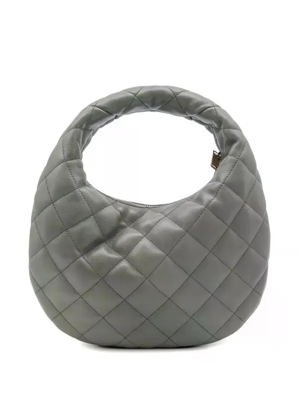 Saint Laurent Quilted Logo Appliqué Tote Bag - Grey