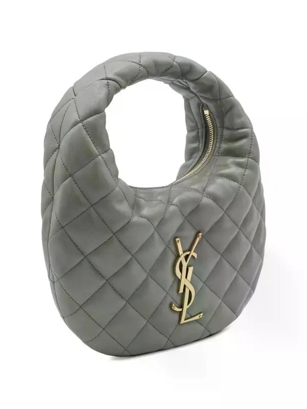 Saint Laurent Quilted Logo Appliqué Tote Bag - Grey