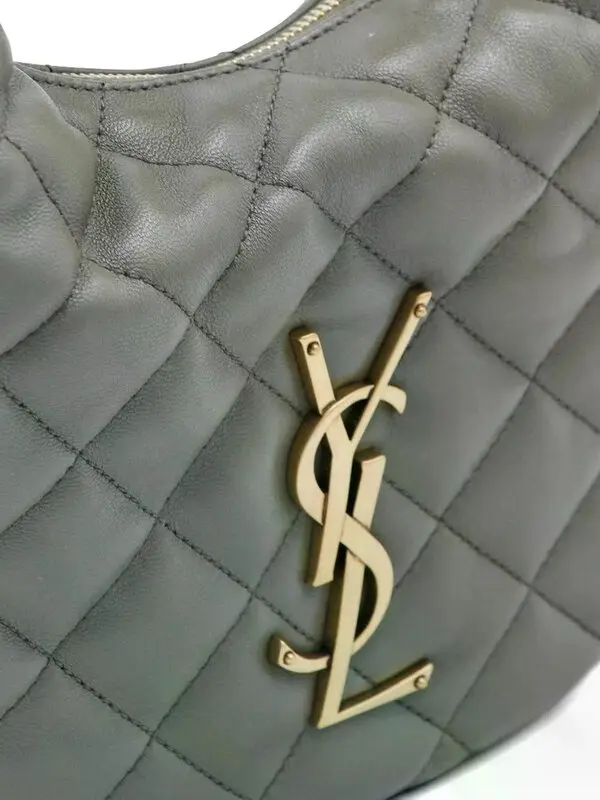 Saint Laurent Quilted Logo Appliqué Tote Bag - Grey