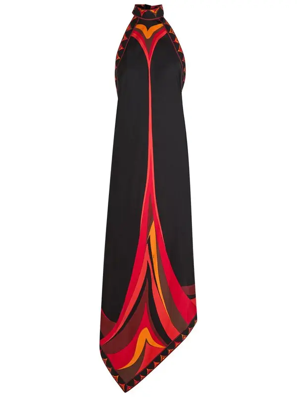 Emilio Pucci Printed Halterneck Silk-twill Midi Dress - Orange