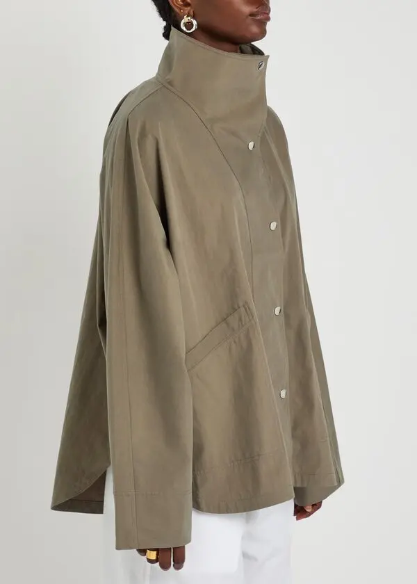 TOTEME Funnel-neck Cotton-blend Poplin Jacket - Grey