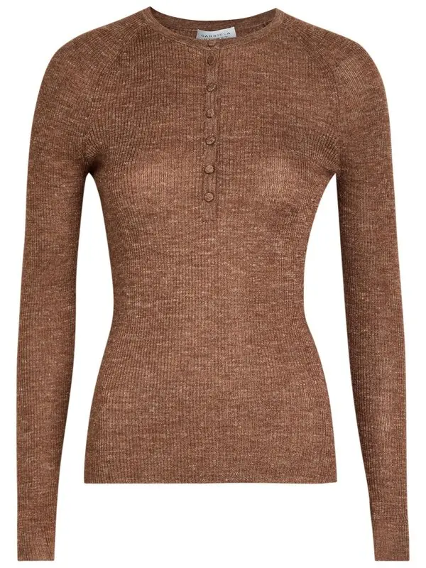 Gabriela Hearst Ribbed Henley Knit Top