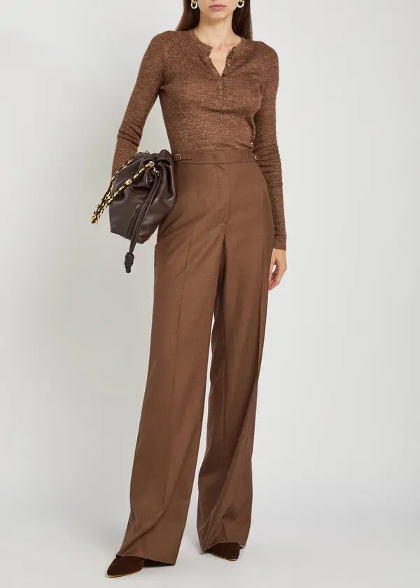 Gabriela Hearst Ribbed Henley Knit Top