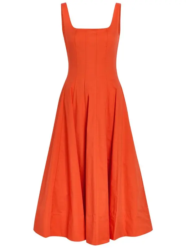 Staud Wells Stretch-cotton Midi Dress - Orange