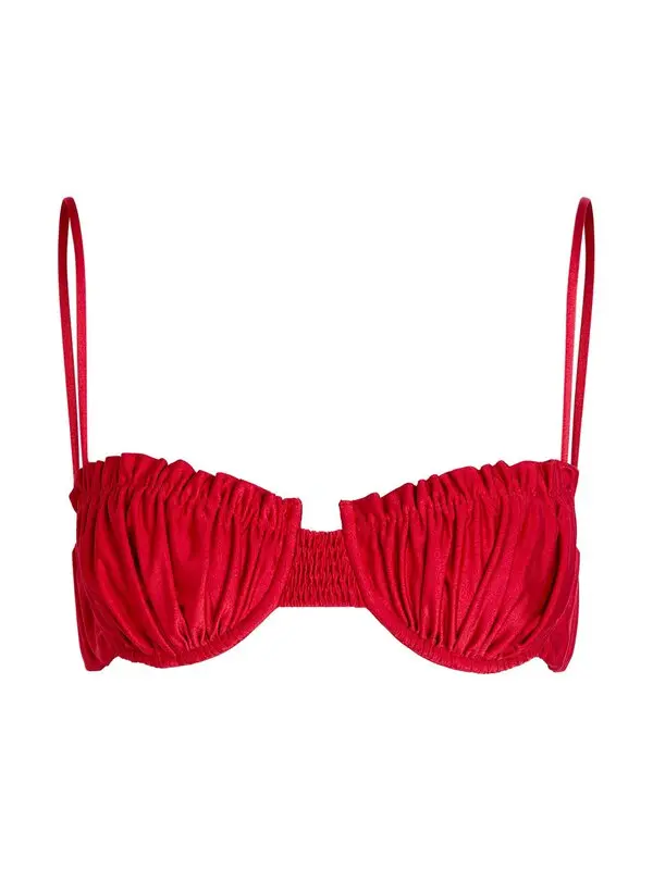 Faithfull The Brand Esterel Ruffled Bikini Top - Red