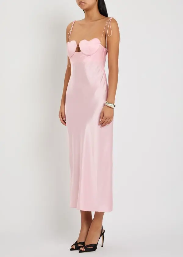 Anna October Heart Satin Midi Dress