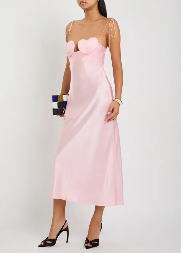 Anna October Heart Satin Midi Dress