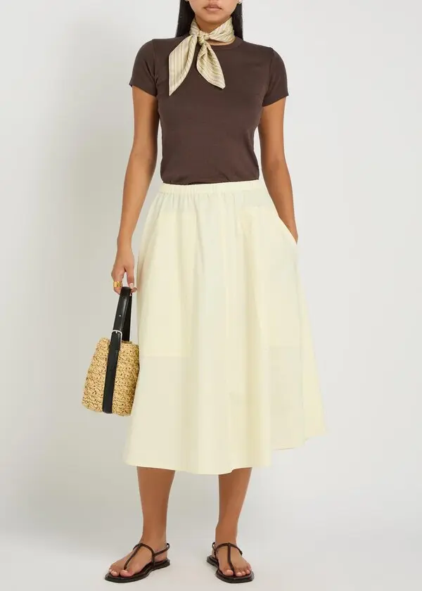 Vince Cotton-poplin A-line Midi Skirt