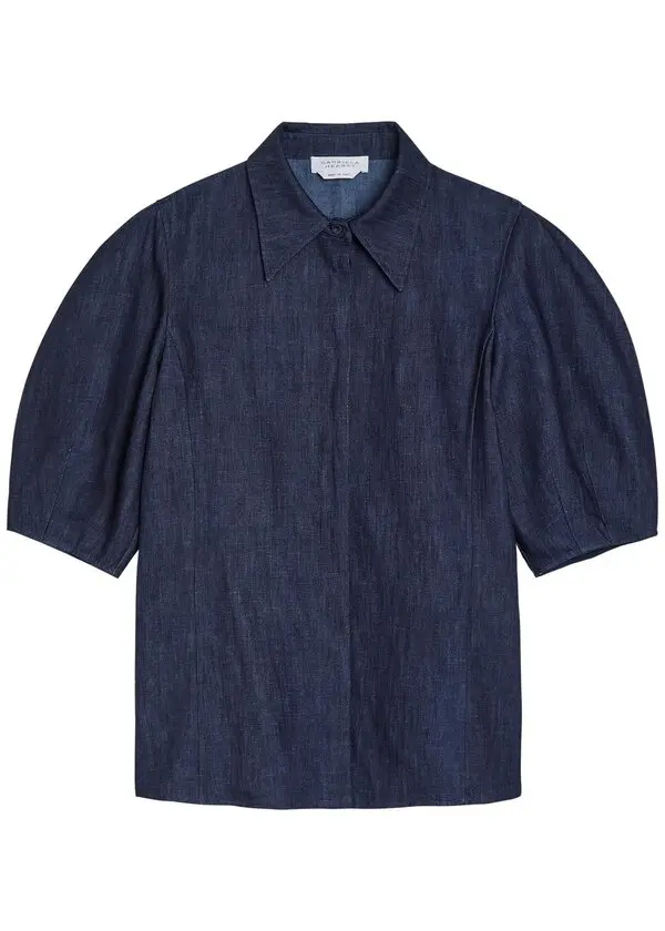 Gabriela Hearst Sansi Cotton And Linen-blend Top - Denim