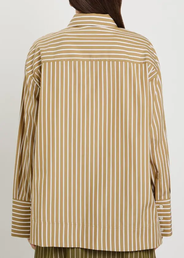 3.1 Phillip Lim Pinstriped Asymmetric Cotton-poplin Shirt - Khaki
