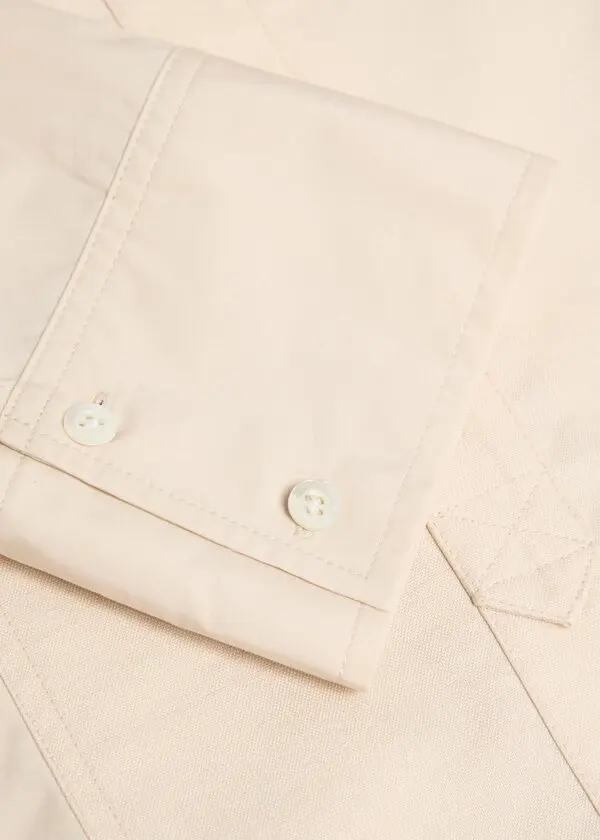 3.1 Phillip Lim Panelled Cotton-poplin Shirt With Frayed Round Neck