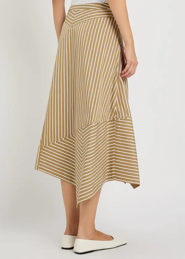 3.1 Phillip Lim Striped Cotton-poplin Wrap Midi Skirt - Khaki