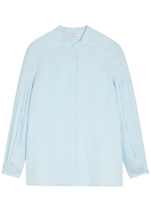 Gabriela Hearst Laetitia Pleated Linen Shirt