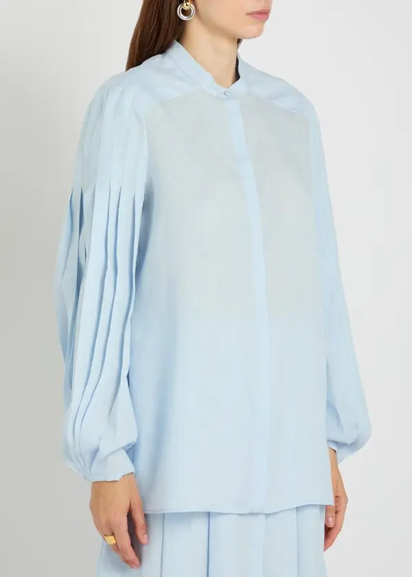 Gabriela Hearst Laetitia Pleated Linen Shirt