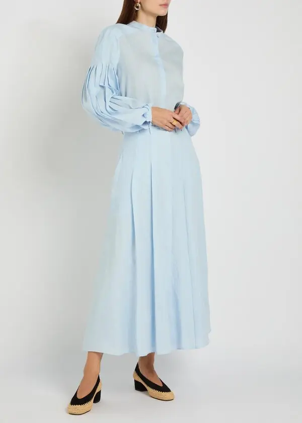 Gabriela Hearst Laetitia Pleated Linen Shirt