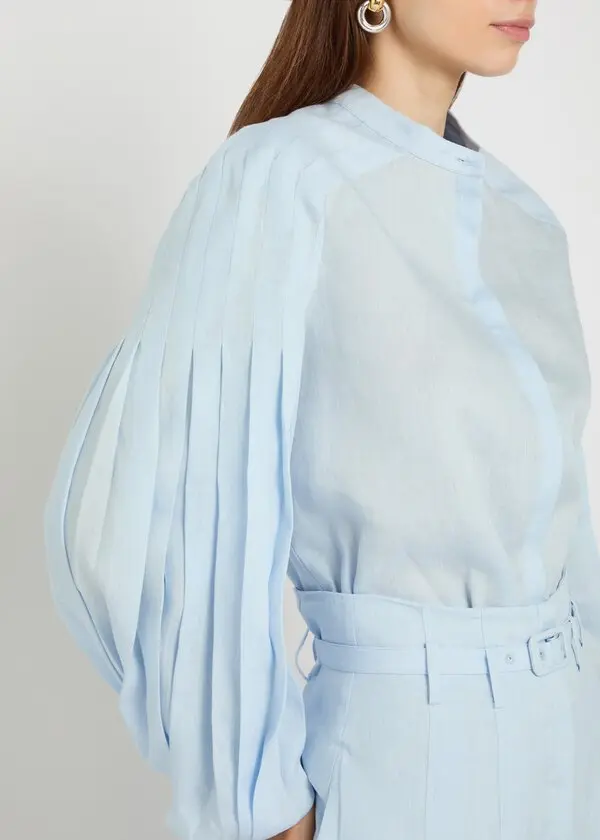 Gabriela Hearst Laetitia Pleated Linen Shirt
