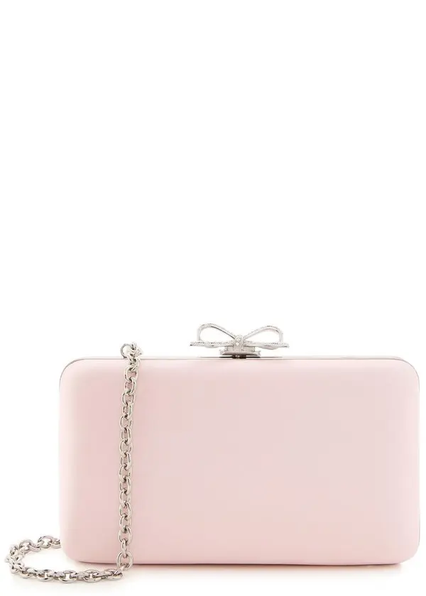 SELF-PORTRAIT Crystal Bow-embellished Satin Clutch