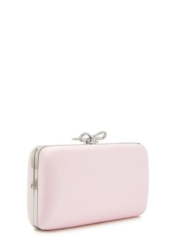 SELF-PORTRAIT Crystal Bow-embellished Satin Clutch
