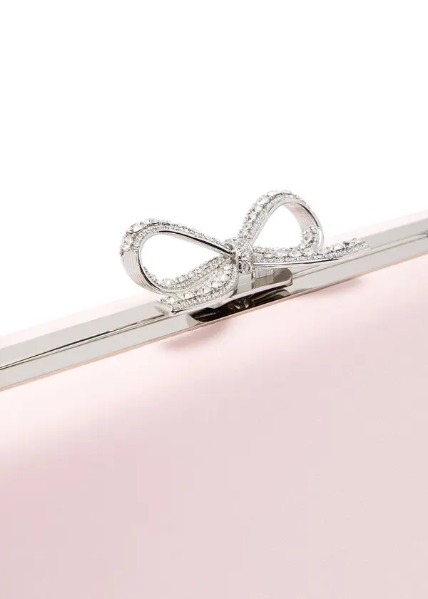 SELF-PORTRAIT Crystal Bow-embellished Satin Clutch