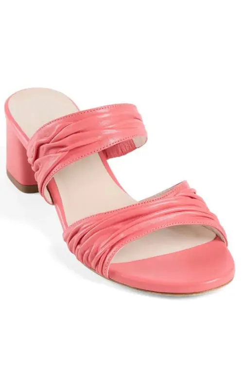 ELIZEE Sophia Sandal Leather Block Mid-heel Mules - Scarlet Red
