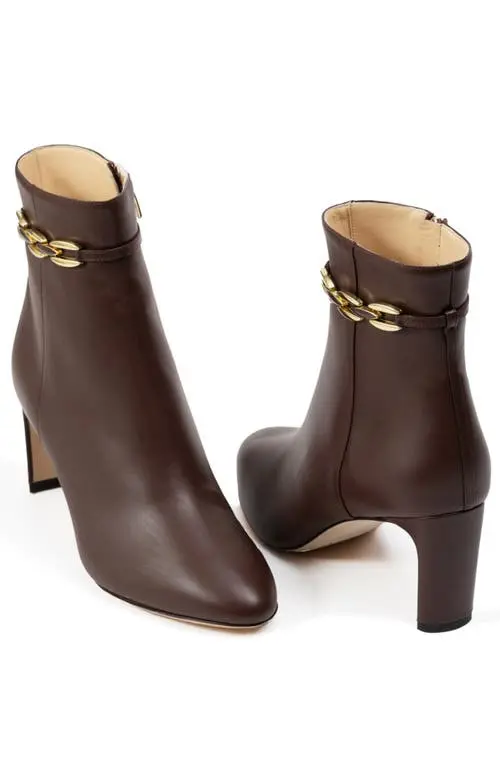 ELIZEE Sabina Bootie Leather Ankle Boots - Dark Chocolate