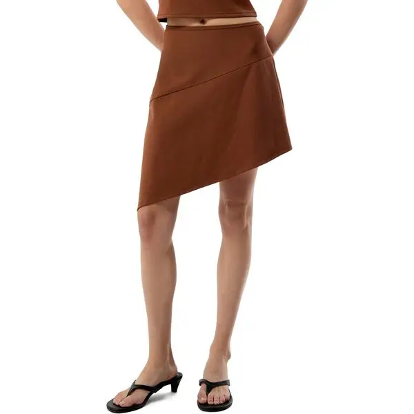 PACSUN Asymmetrical Diagonal Seam Skirt - Brown