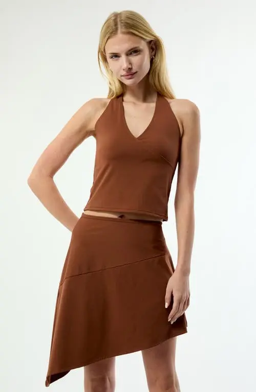 PACSUN Asymmetrical Diagonal Seam Skirt - Brown
