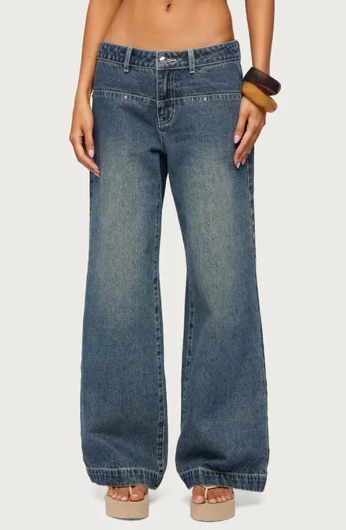 EDIKTED Wyn Studded Low Rise Baggy Wide Leg Jeans