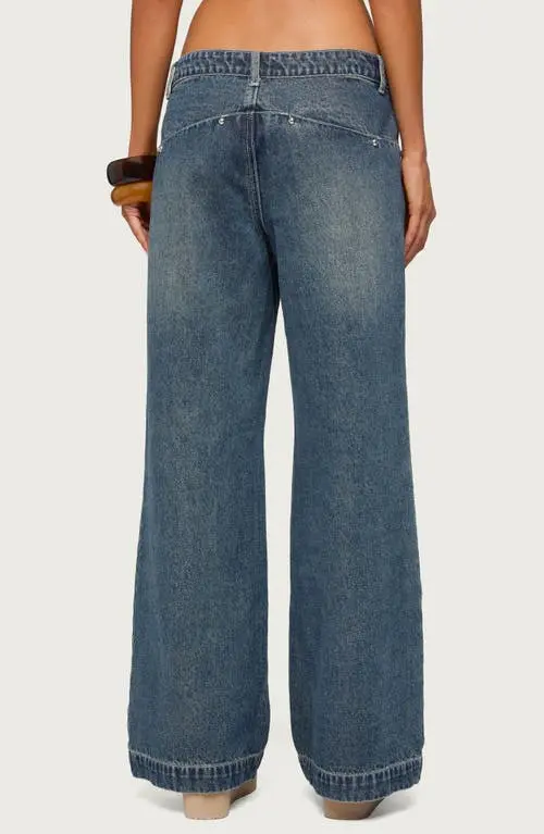 EDIKTED Wyn Studded Low Rise Baggy Wide Leg Jeans