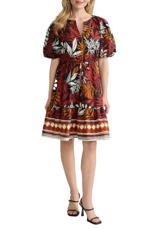Jones New York Botanical Print Fit & Flare Dress