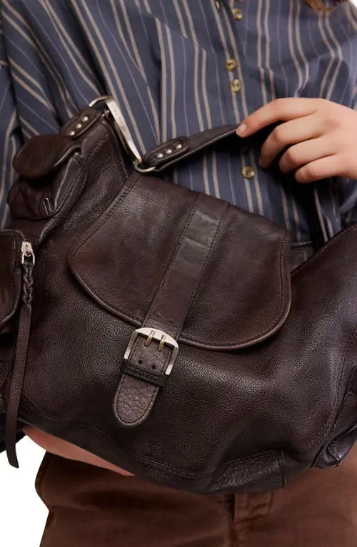Free People Asher Leather Tote - Espresso