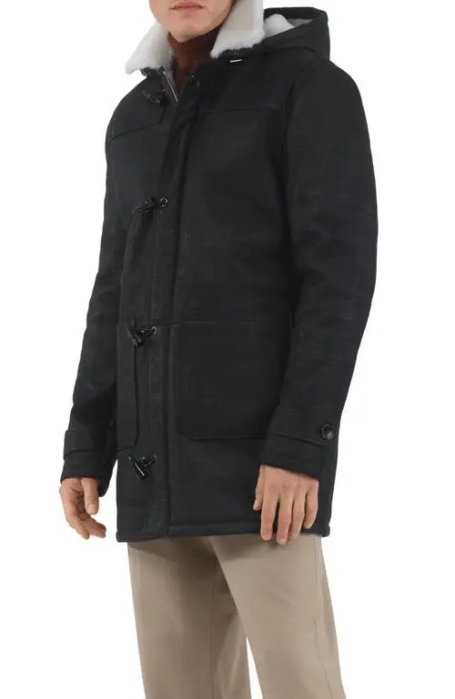 Gorski Genuine Shearling Parka - Black Pattern/white