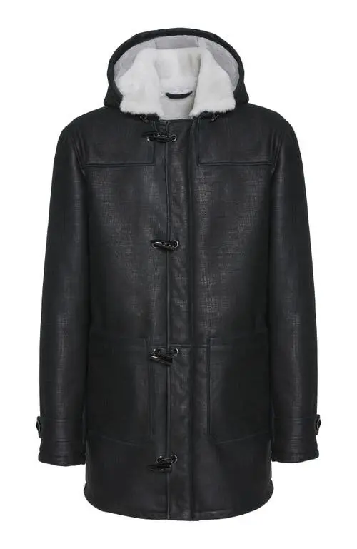 Gorski Genuine Shearling Parka - Black Pattern/white