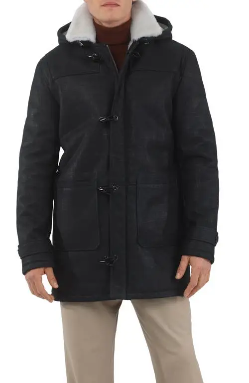 Gorski Genuine Shearling Parka - Black Pattern/white