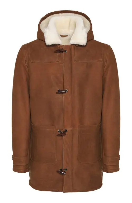Gorski Genuine Shearling Parka - Cognac Pattern/white