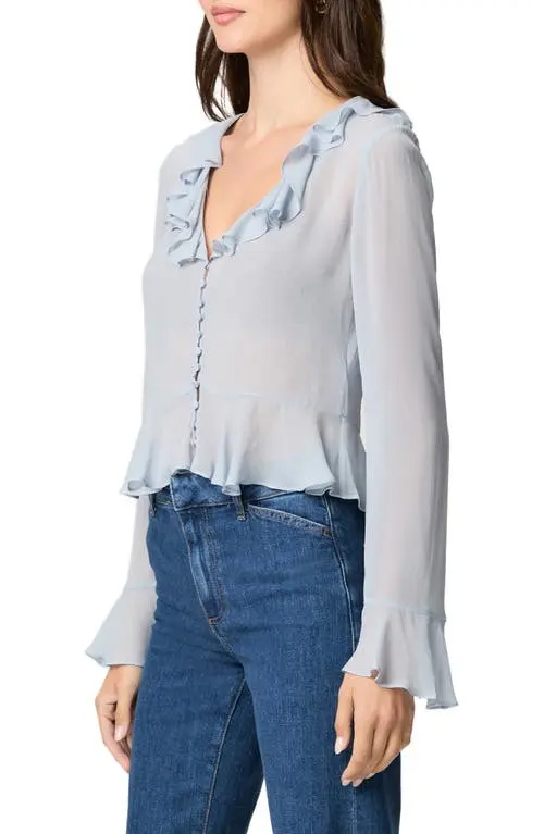Paige Getty Long Sleeve Chiffon Ruffle Top