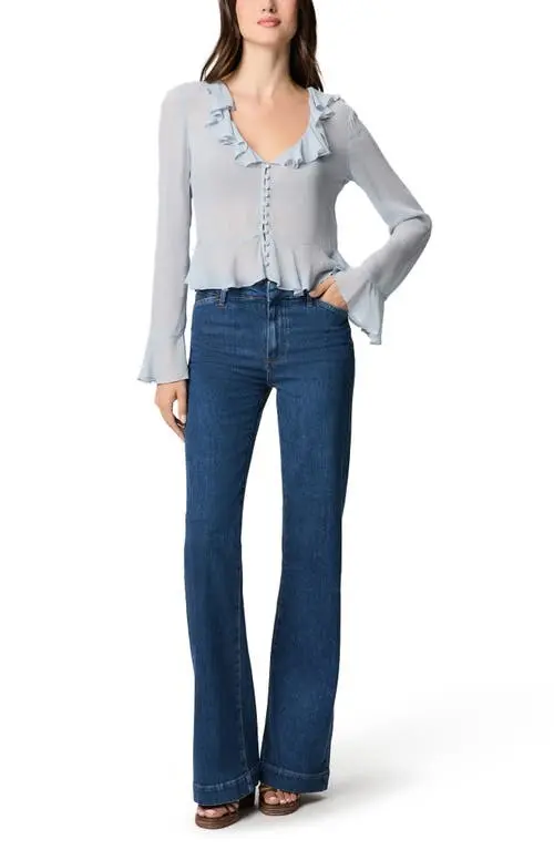 Paige Getty Long Sleeve Chiffon Ruffle Top
