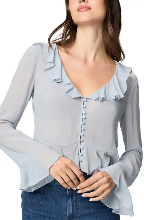 Paige Getty Long Sleeve Chiffon Ruffle Top