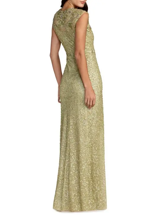 Mac Duggal Embellished High Neck Cap Sleeve Gown