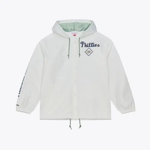 Mitchell & Ness Philadelphia Phillies Yacht Rock Coaches Full-snap Hooded Windbreaker Jacket - White