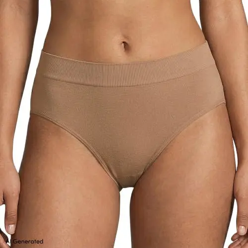LANDS' END Bikini Brief Cotton Comfort Seamless Basics 3 Pack Panties - Clay Bisque Pk