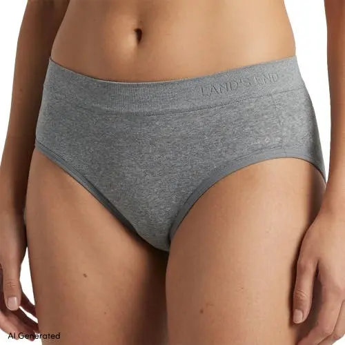 LANDS' END Bikini Brief Cotton Comfort Seamless Basics 3 Pack Panties - Clay Bisque Pk