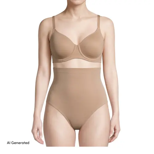 LANDS' END High Waist Brief Contour Flex Bottoms 2 Pack - Clay Bisque