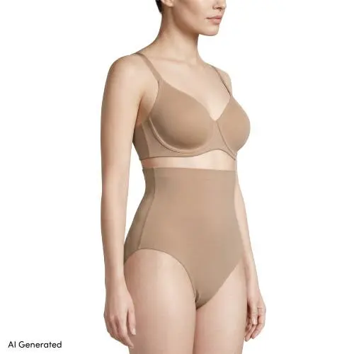 LANDS' END High Waist Brief Contour Flex Bottoms 2 Pack - Clay Bisque
