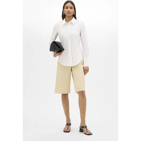 Another Tomorrow Poplin Bias Shirt - White